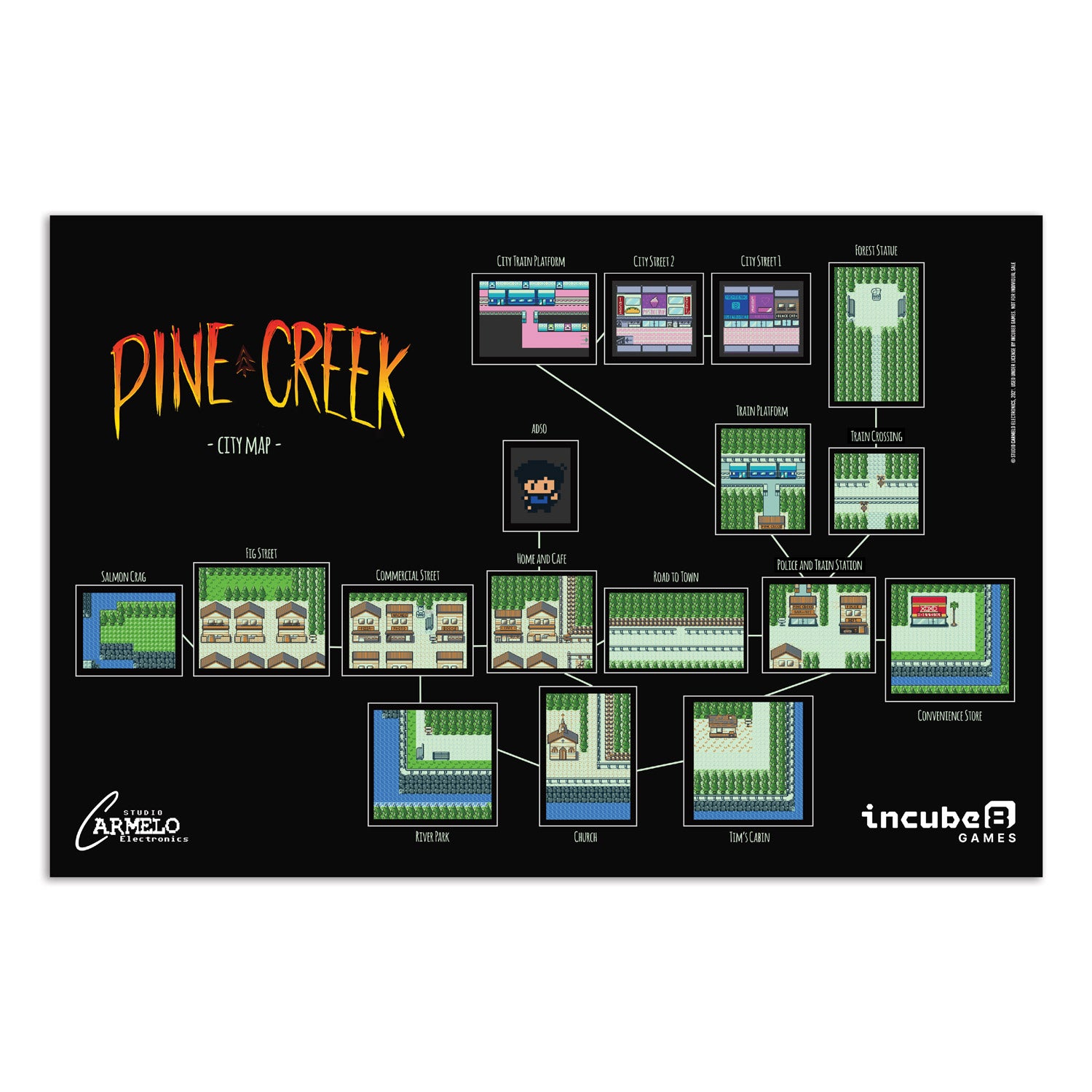 Pine Creek (GBC) - Game Poster (Unfolded) – Incube8 Games